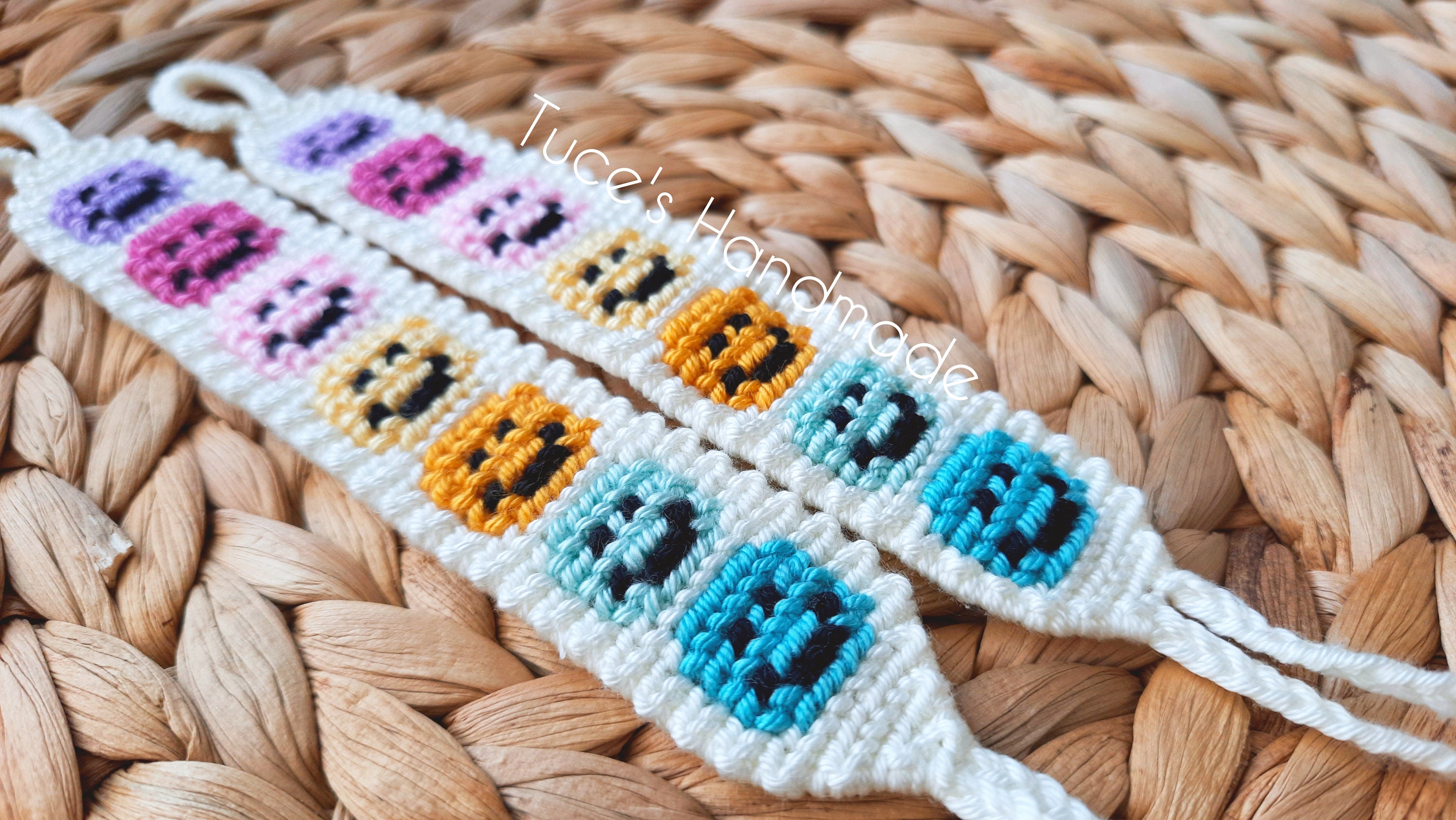 Smile Bracelet, Smile Woven Bracelet, Emoticon Bracelet, Smiley Face ...