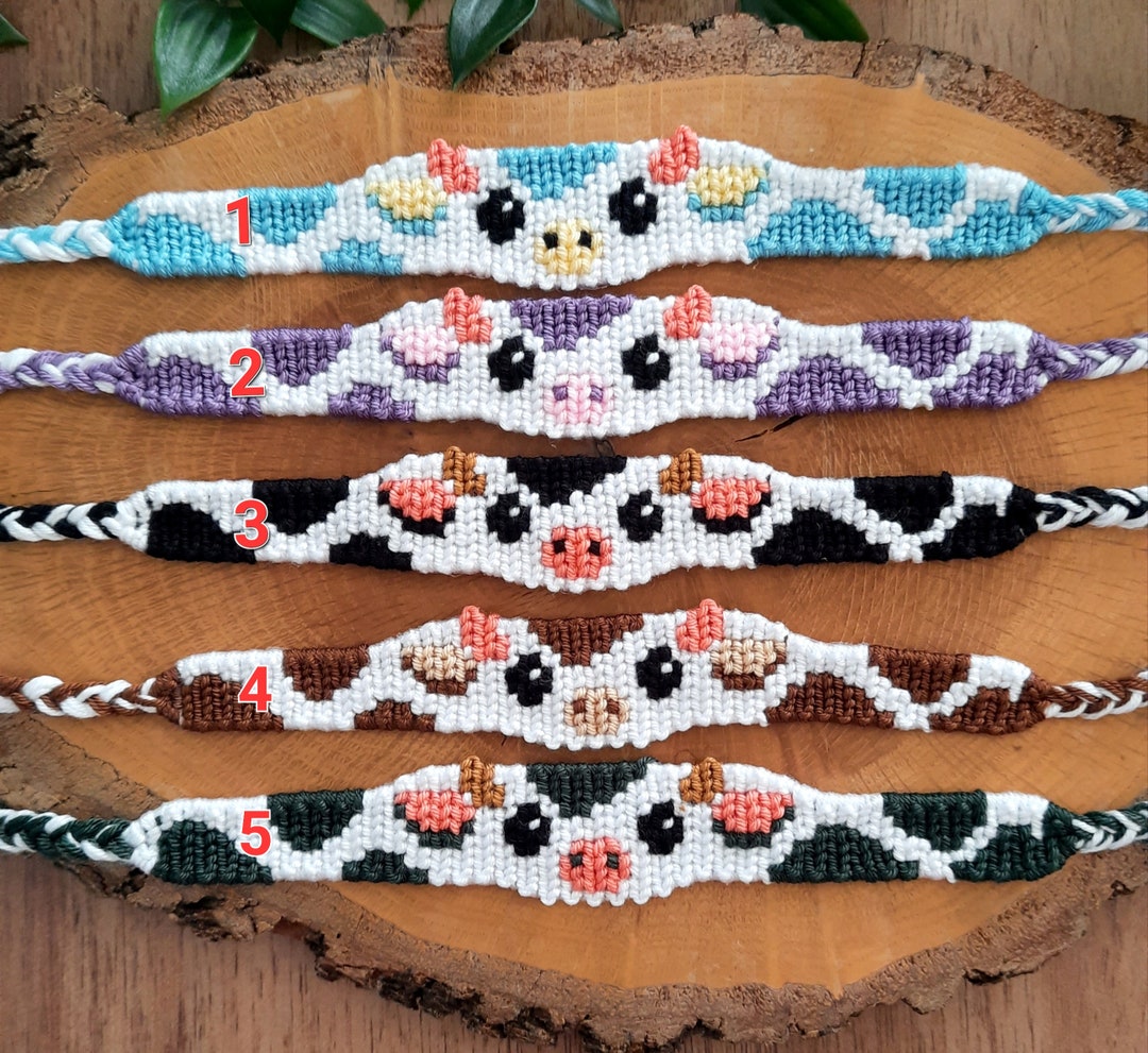 Cow Bracelet, Cow Woven Friendship Bracelet, Cow Handmade Knotted ...