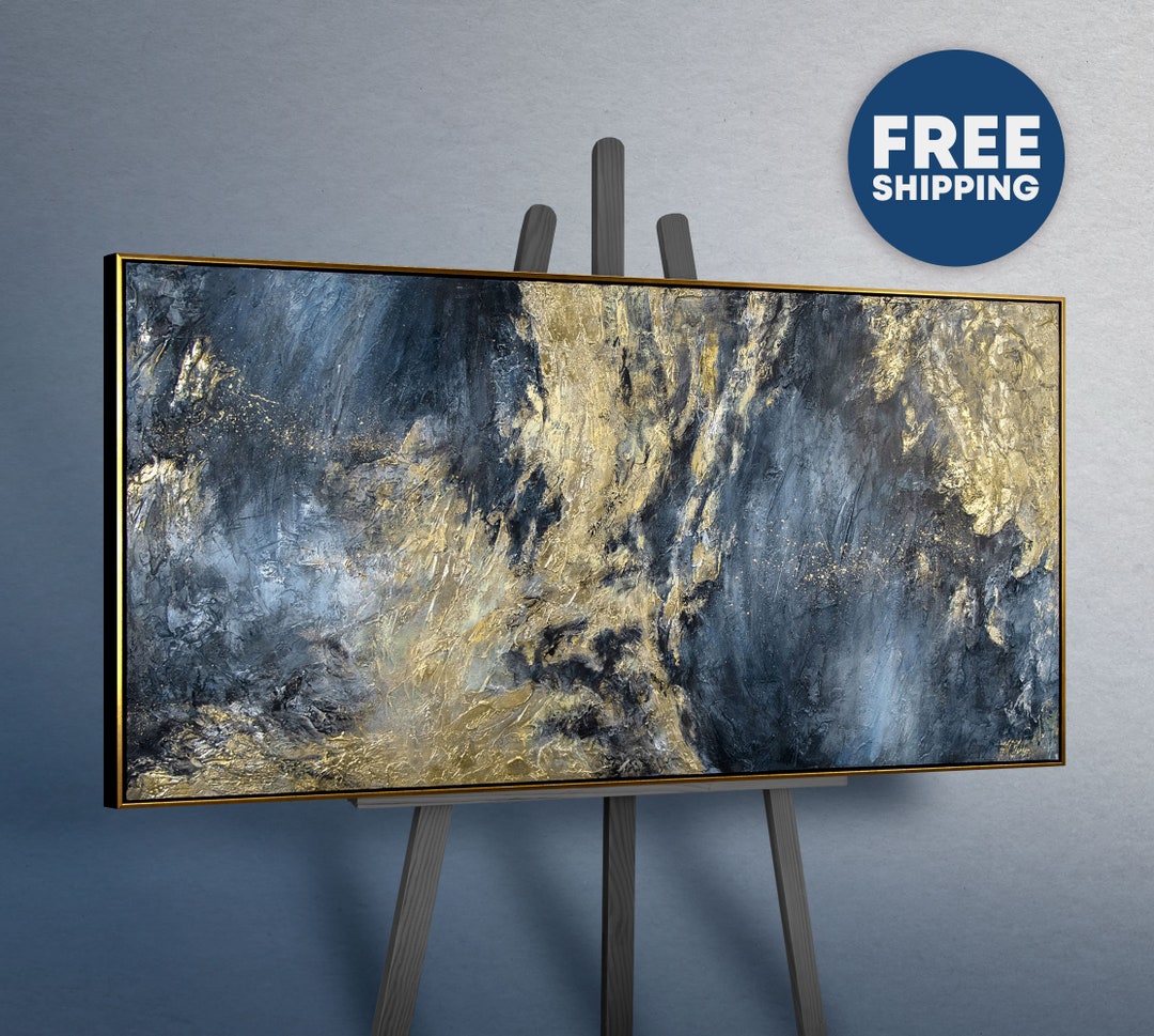 Painting on Canvas Original "mirrors Ii" Large Framed Wall Art Abstract ...