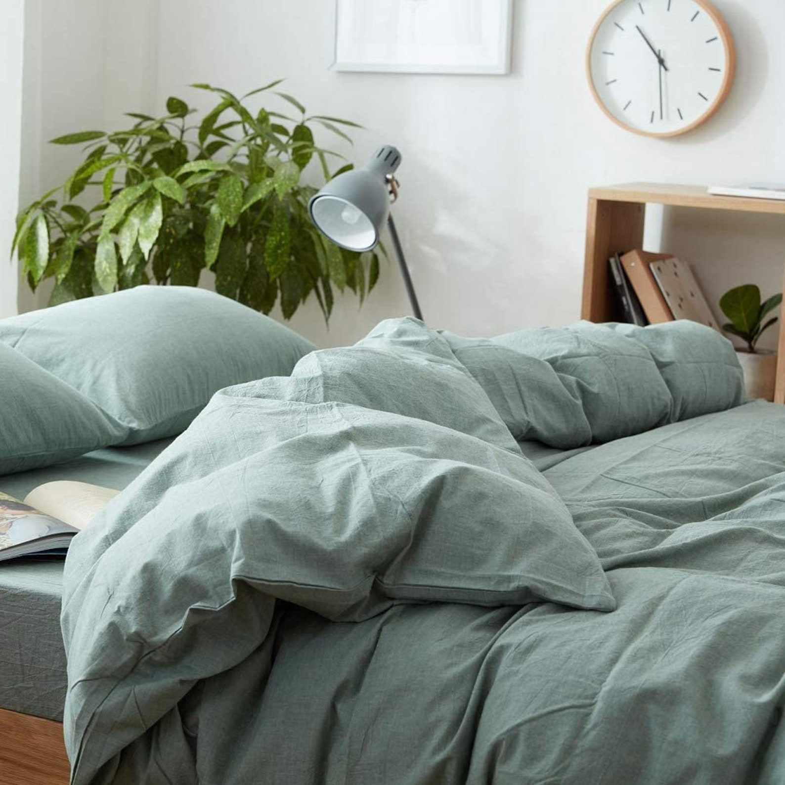 Sage Green Duvet Cover 100 Natural Washed Cotton Sage Green Etsy