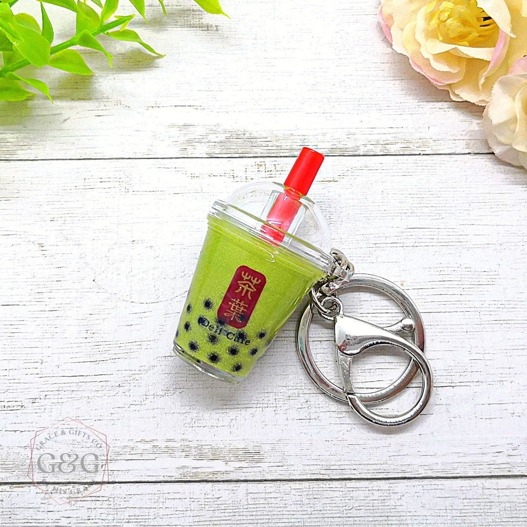 Matcha Bubble Tea Keychain Bag Charm Boba Tea Keyring Car Mask - Etsy