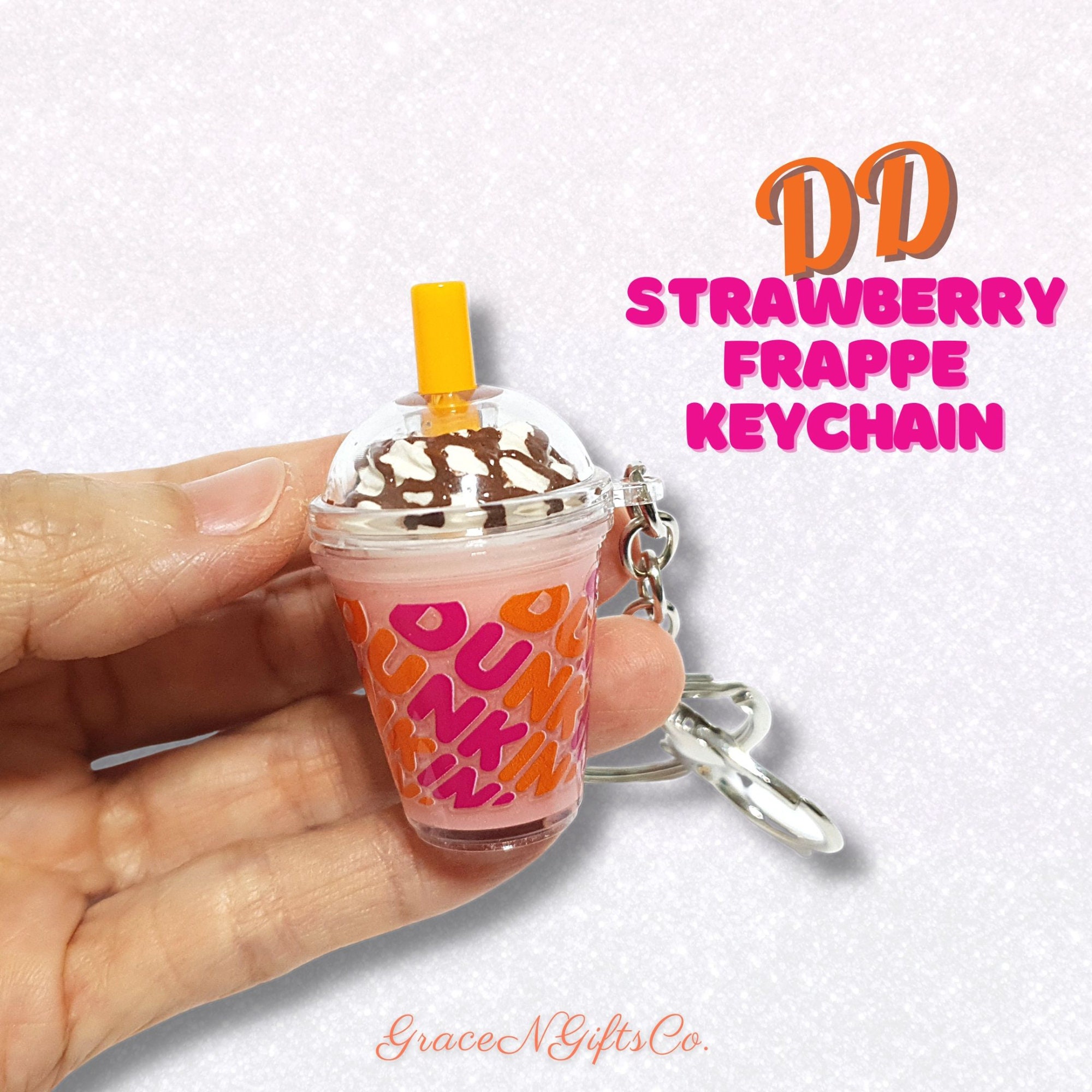 Dunkin Strawberry Frappe Keychain Bag Charm Car Air Vent Clip - Etsy