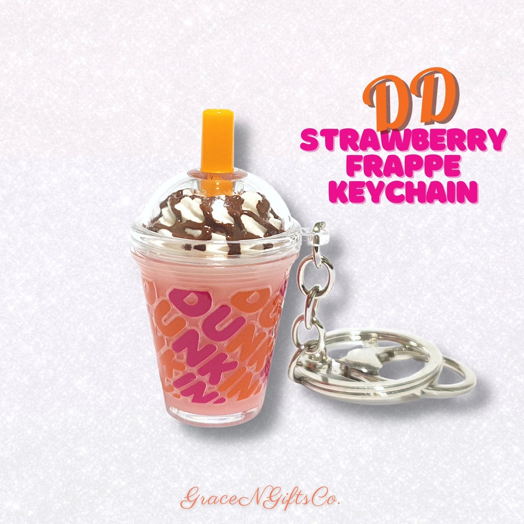 Dunkin Strawberry Frappe Keychain Bag Charm Car Air Vent Clip ...