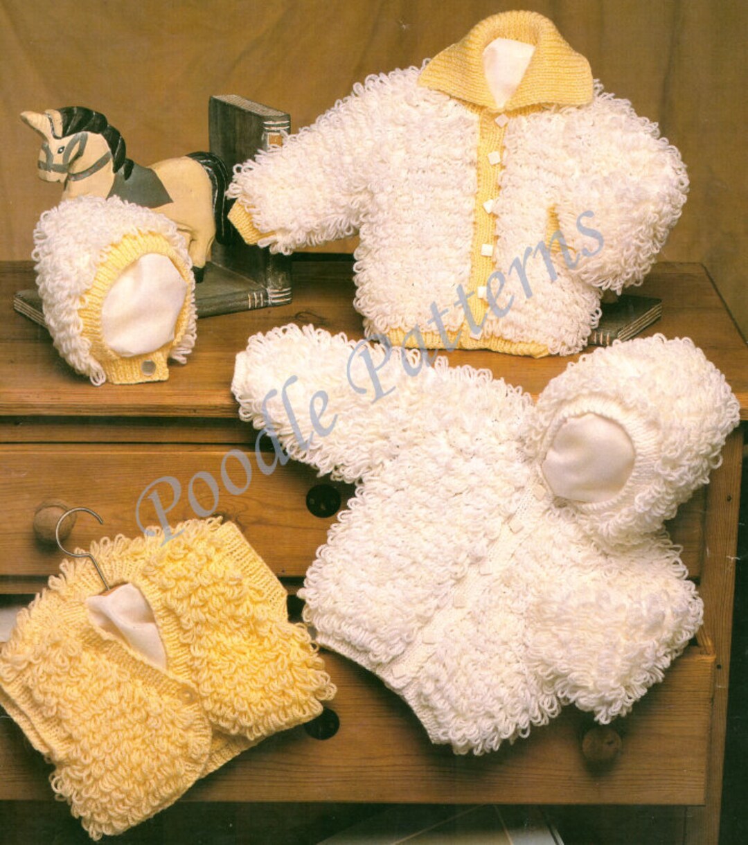 KNITTING PATTERN Baby Toddler Loopy Jacket Hoodie Hooded Loop Cardigan ...