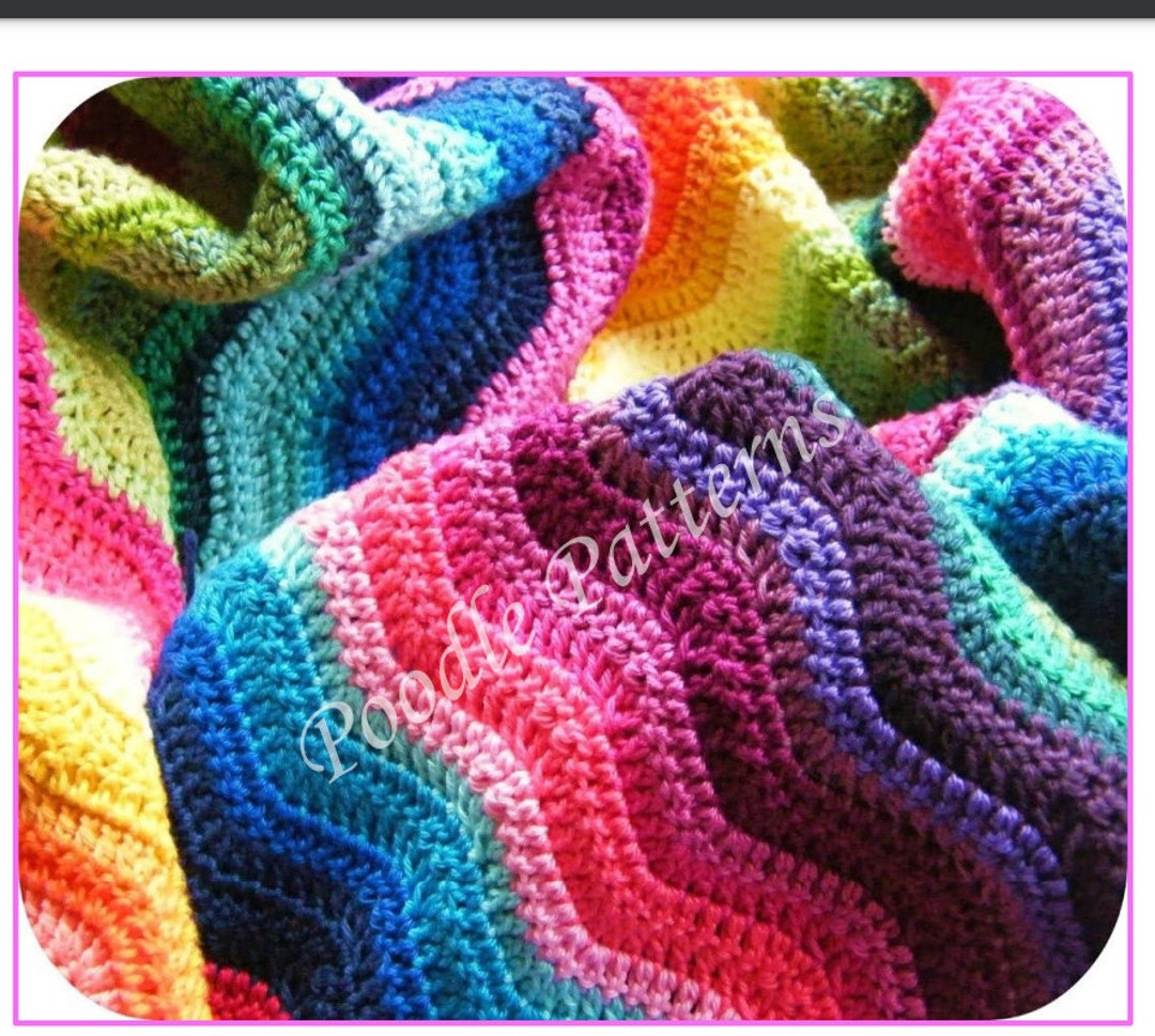 CROCHET PATTERN Babies Blanket Cot Pram Cover Ripple Wavy - Etsy