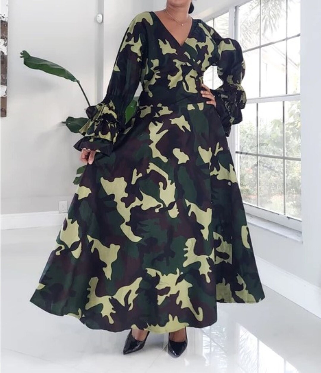 Camouflage Wrap Maxi Dress - Etsy