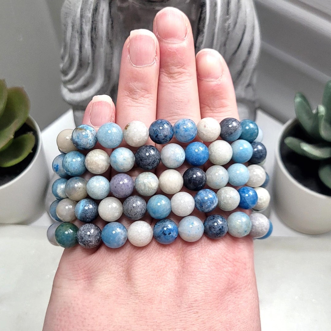 Blue Trolleite Bracelets, Mixed Colors Trolleite Beads, Stackable ...