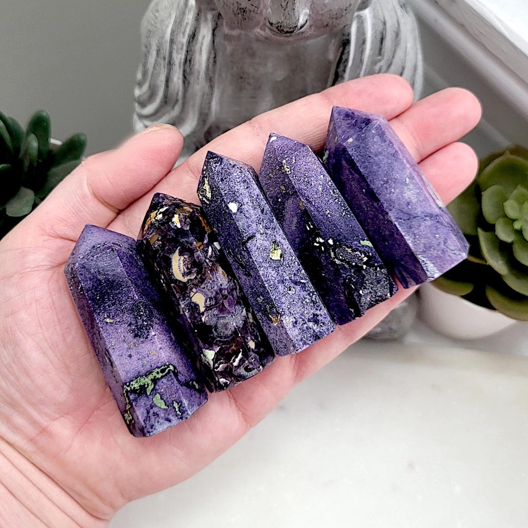 SMALL Purple Brecciated Jasper Towers, Purple Fluorite Root Mixed With ...