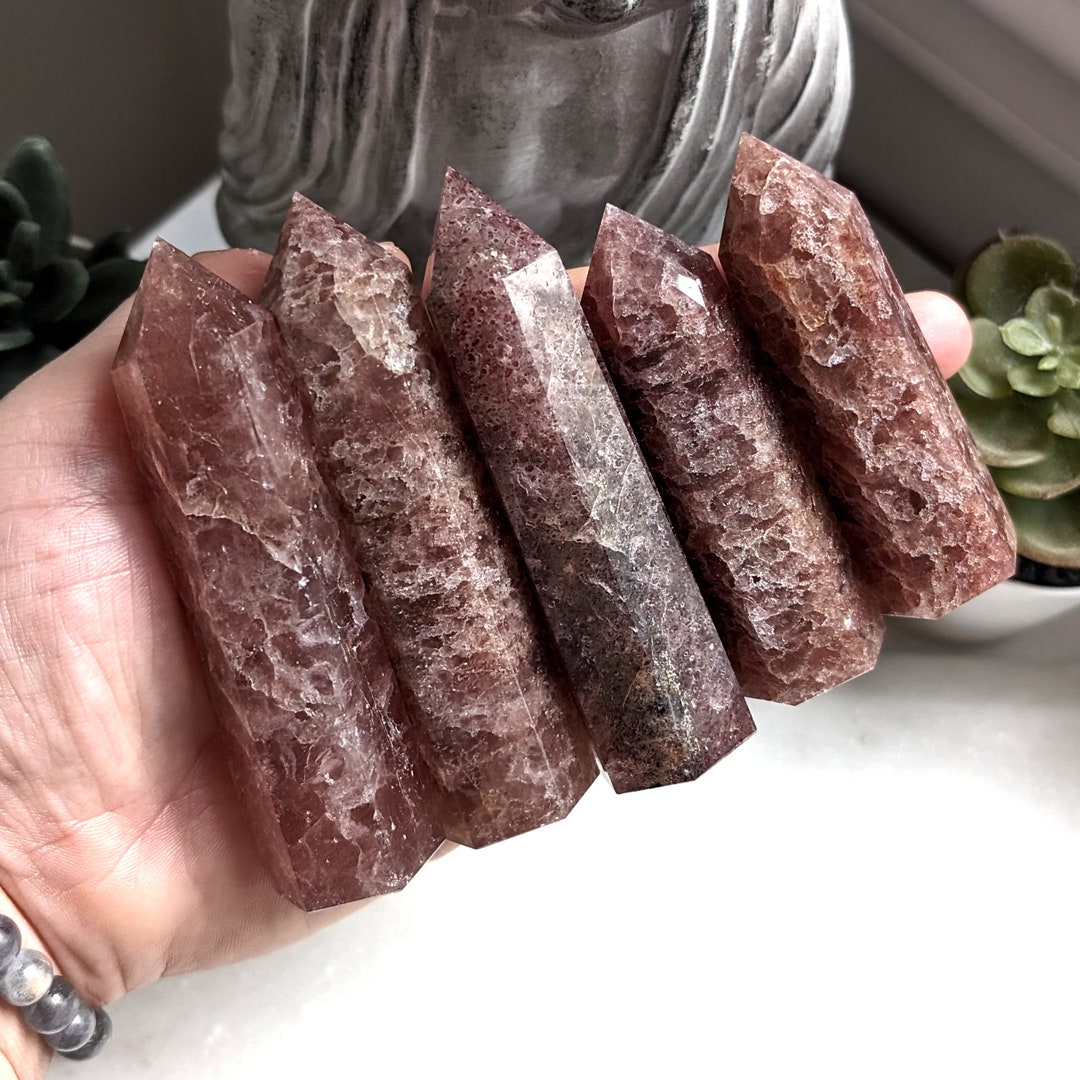 Red Strawberry Quartz Towers, Strawberry Quartz Points, Sparkly Red ...