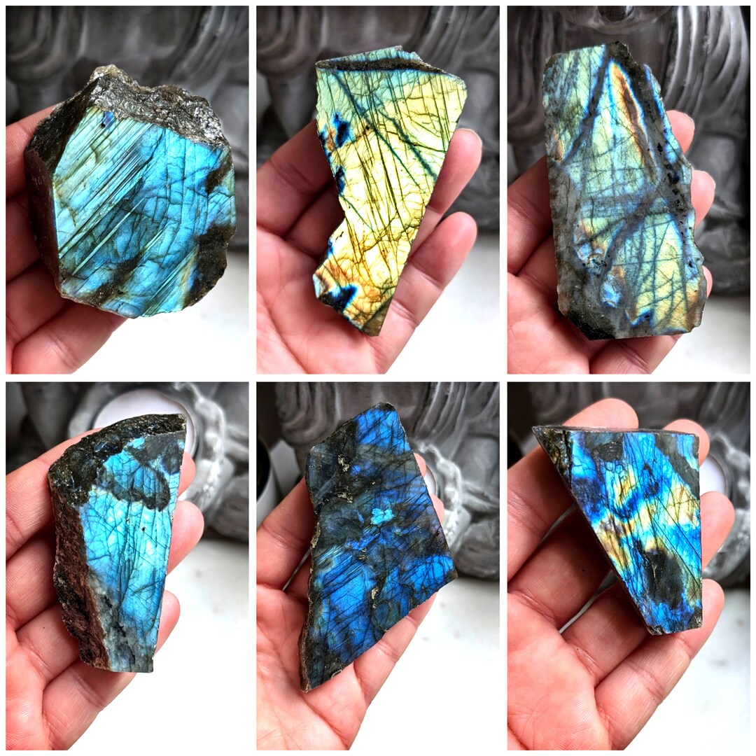 Labradorite Rough Slab, Blue Flash Labradorite, Polished Labradorite ...