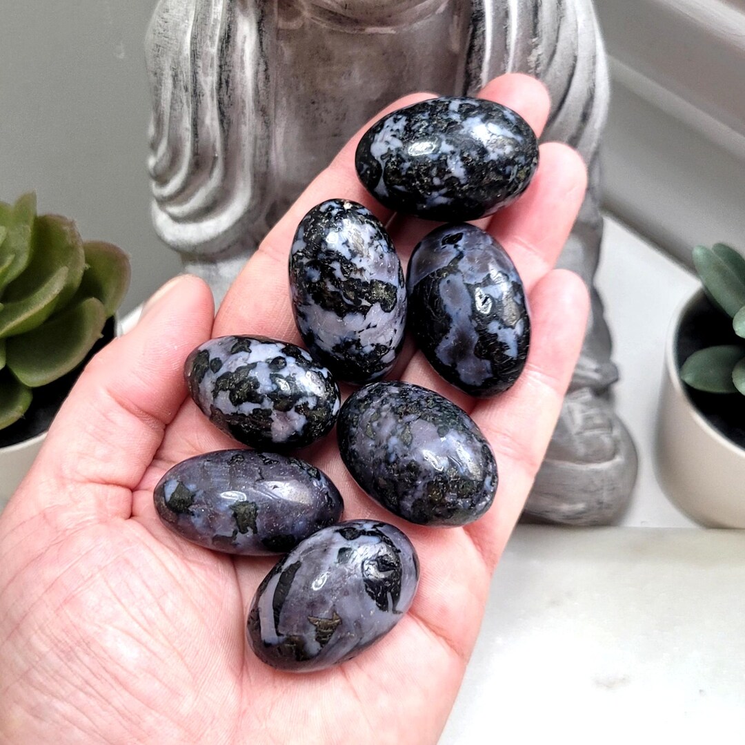 Indigo Gabro Tumbled Stones, Mystic Merlinite Stone, Crystal for Grids ...