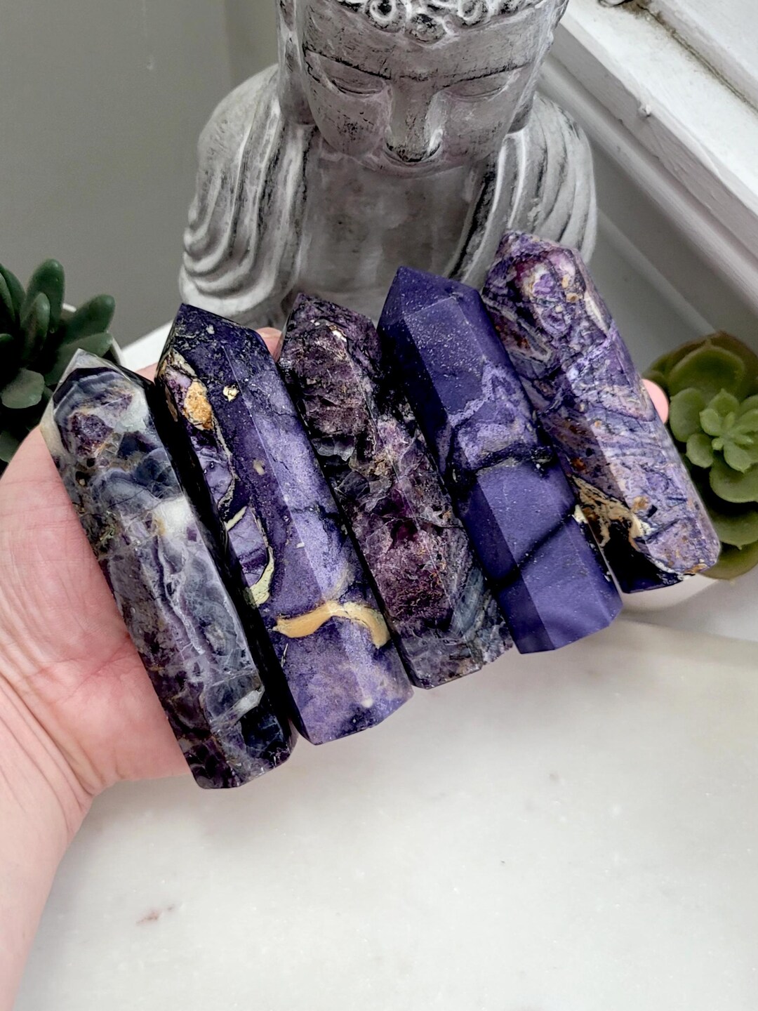 Purple Brecciated Fluorite Towers, Purple Fluorite Root Mixed With ...