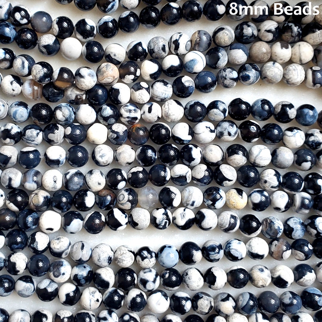 8MM Orca Agate Bead Strands, Loose Bead Gemstone, Beads Supply for DIY, Healing Crystals, Orca ...