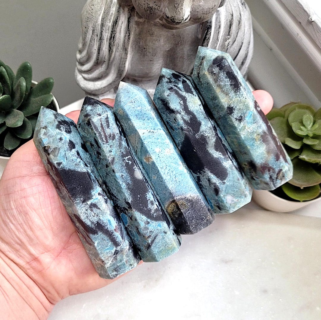 Trolleite Tower From Brazil, Black and Blue Trolleite Points, Shimmery ...