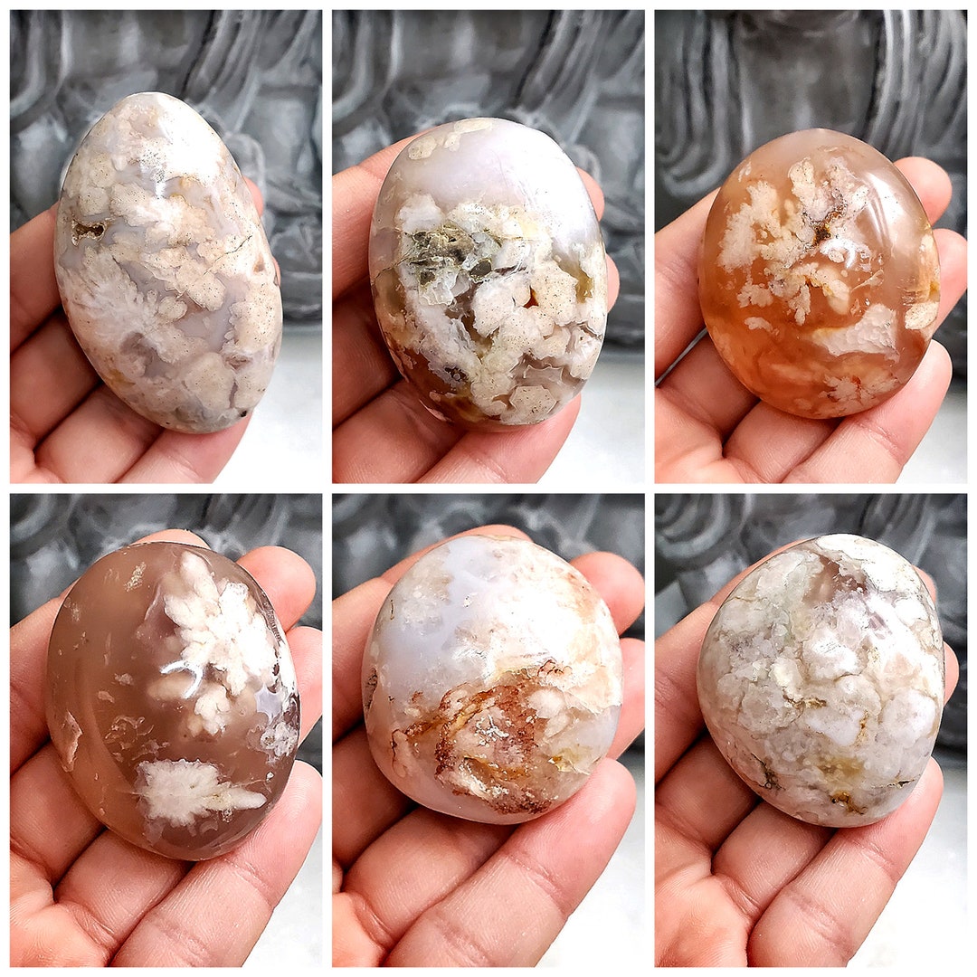 Flower Agate Palm Stone - Natural Crystal for Growth, Blooming Energy ...