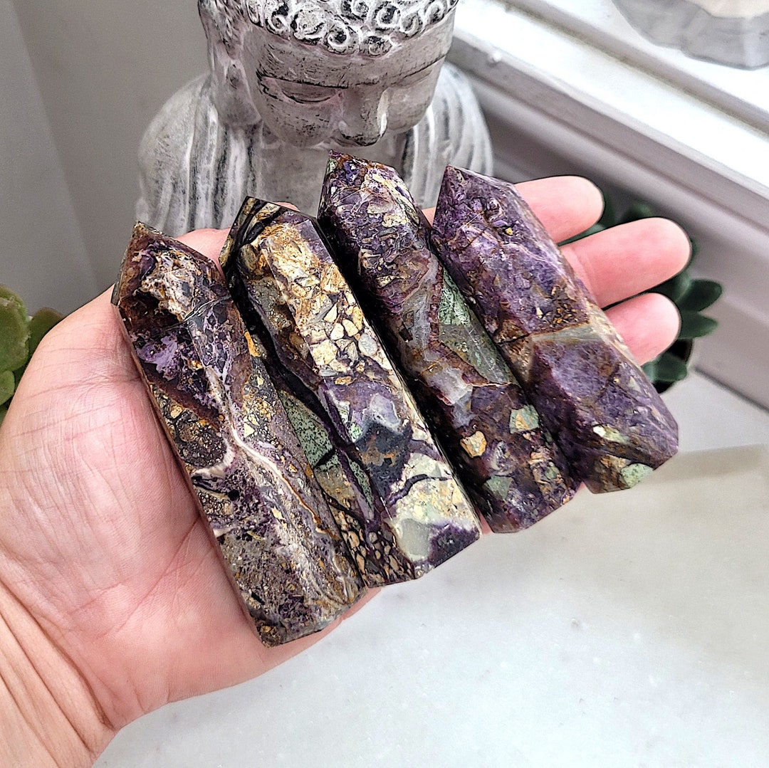 YOUR CHOICE Purple Brecciated Jasper, Brecciated Jasper Towers, Crystal Obelisks, Lithotherapy ...