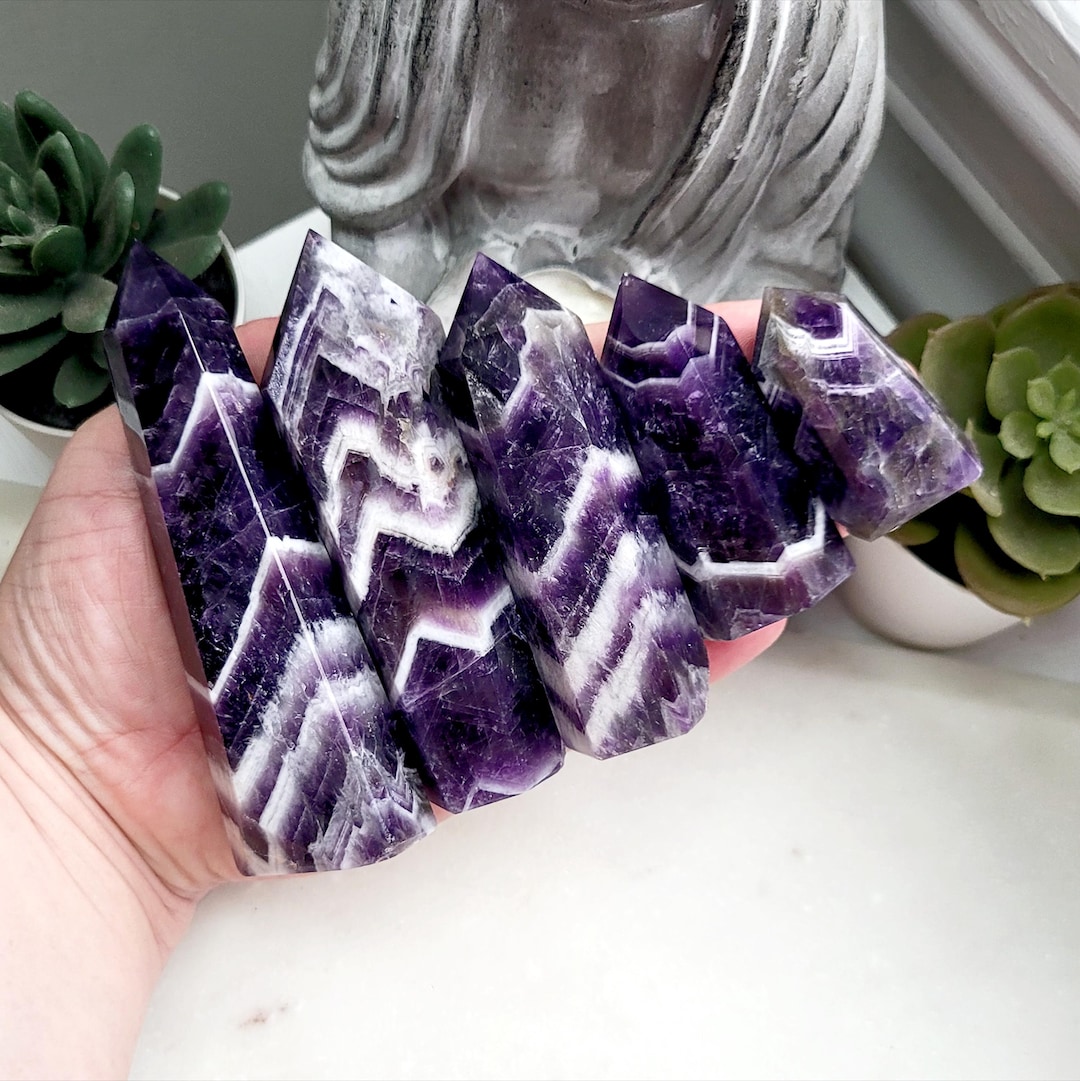 Dream Amethyst Tower, Small Chevron Amethyst Point, Lithotherapy Stone ...