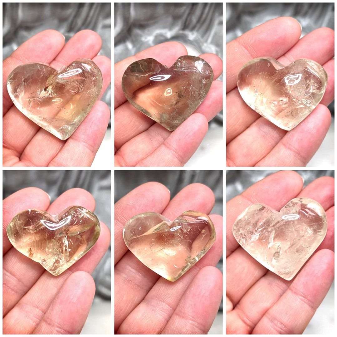 Small Citrine Heart, Rainbow Citrine Love Heart, Clear Citrine Crystal ...