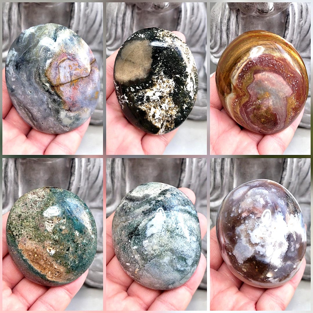 Colorful Ocean Jasper Palm Stones, Chunky Jasper Stone, Crystal Pocket ...