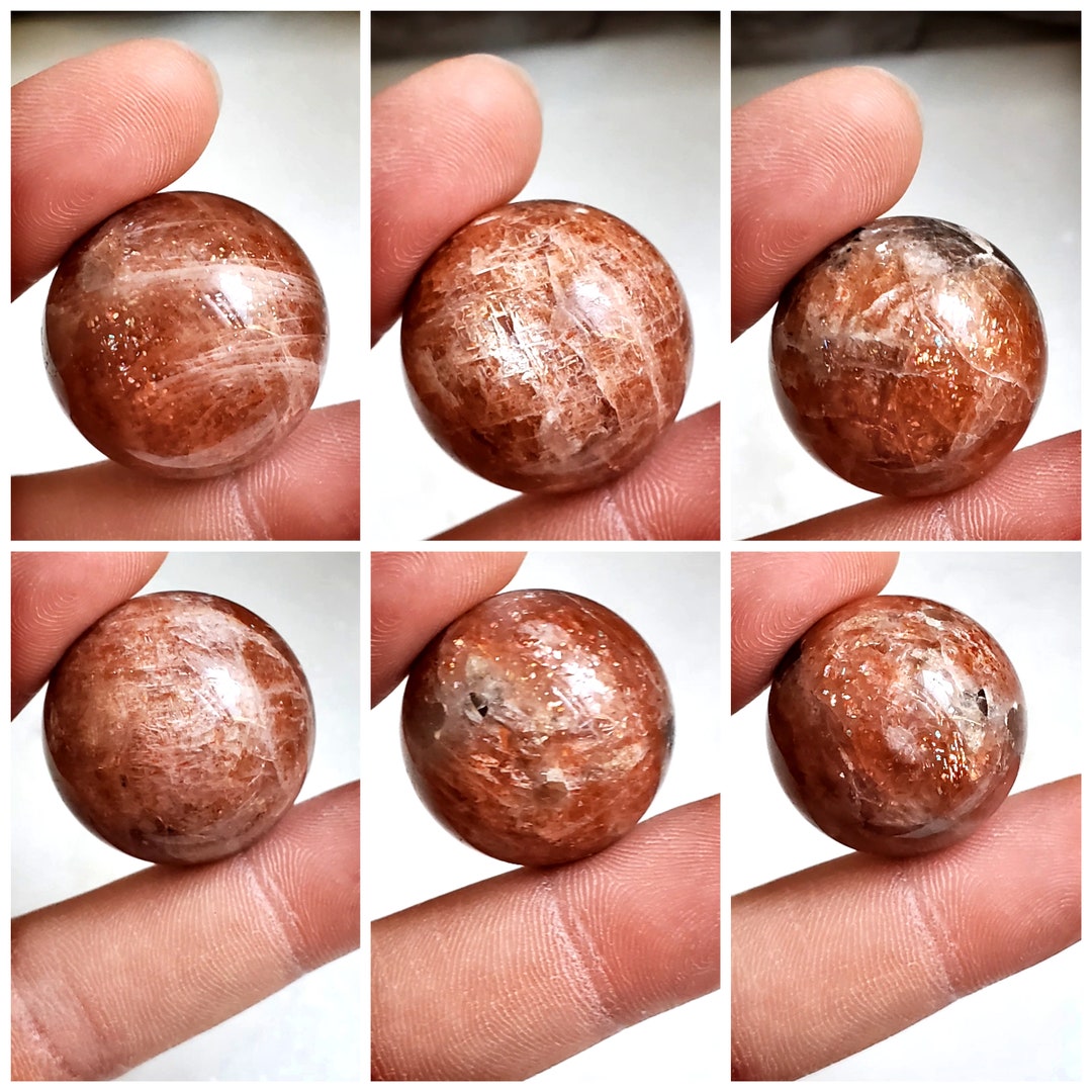 Sparkly Heliolite Spheres, High-quality Sunstone Crystal Ball, Mini ...