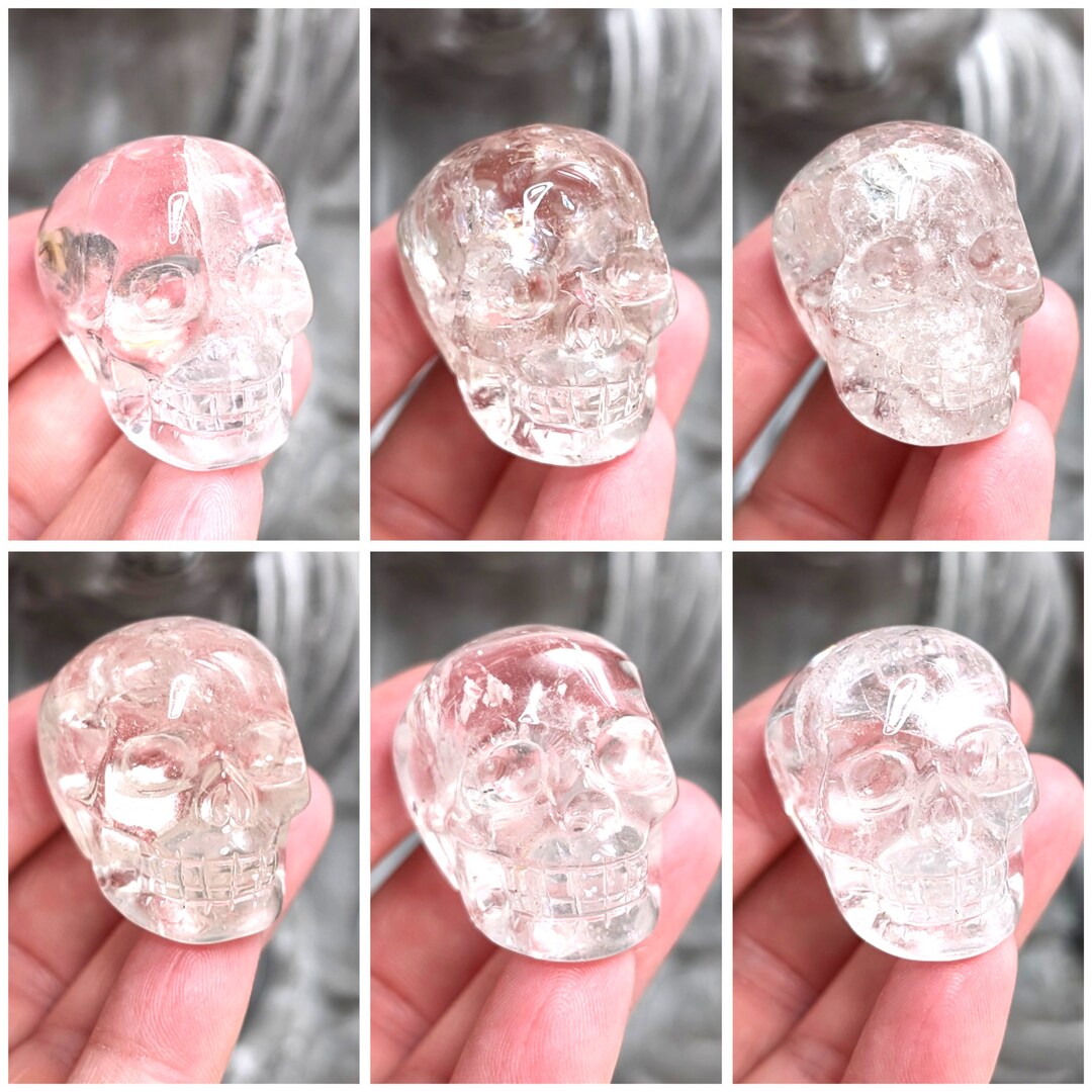 Clear Quartz Skulls, Crystal Human Head Carvings, Rainbow Clear Quartz ...