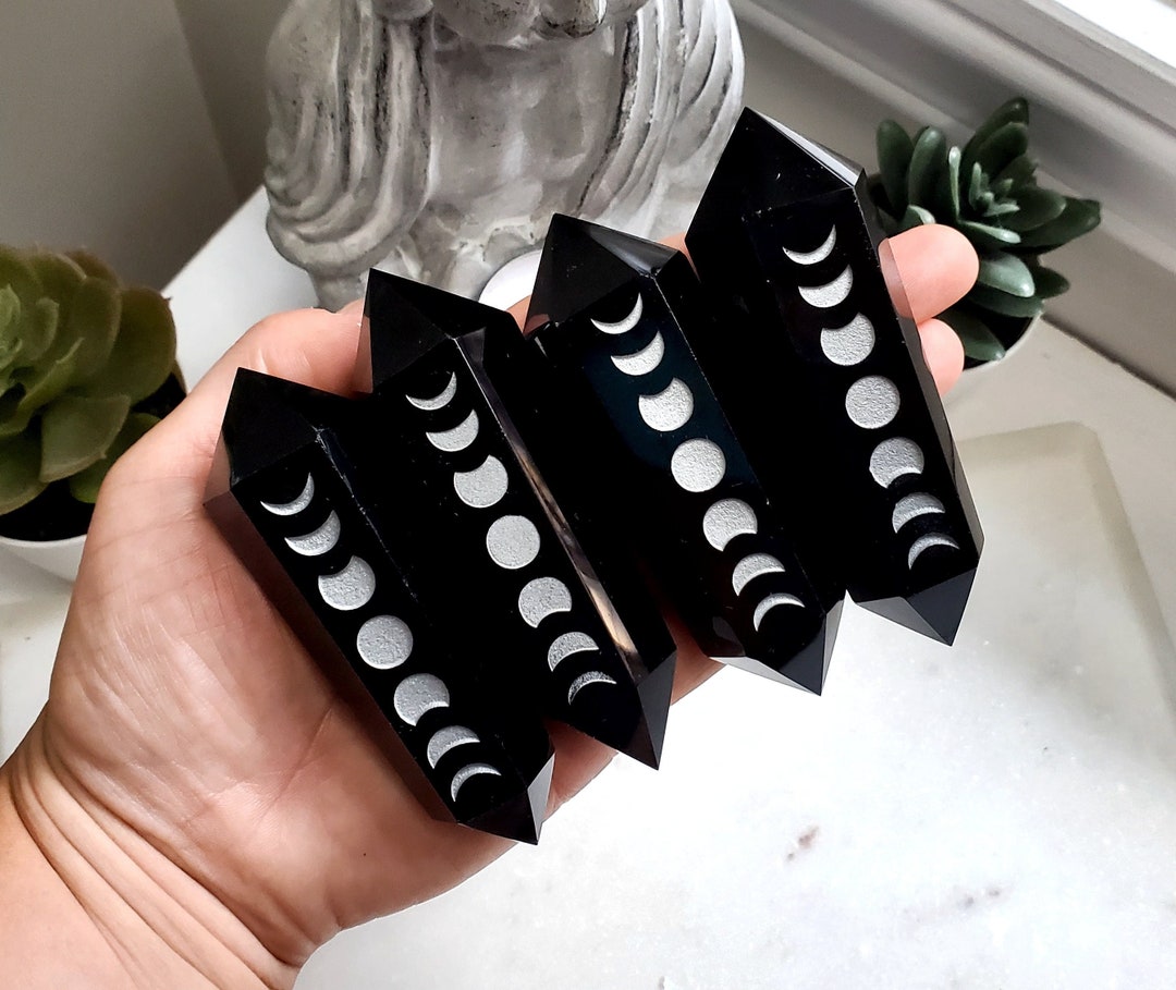 Moon Obsidian Wand, Double-terminated Obsidian Points, Lithotherapy ...
