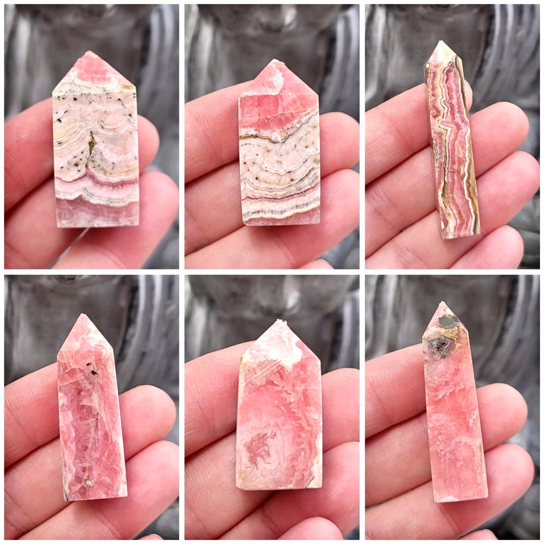 MINI Rhodochrosite Towers, Bacon Stone Crystal, Mini Crystal Towers ...