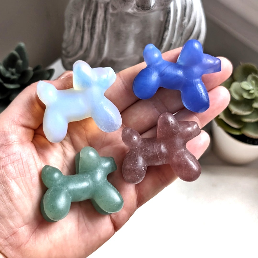 Balloon Dog Figurine, Crystal Dog Carving, Small Doggy Sculpture ...
