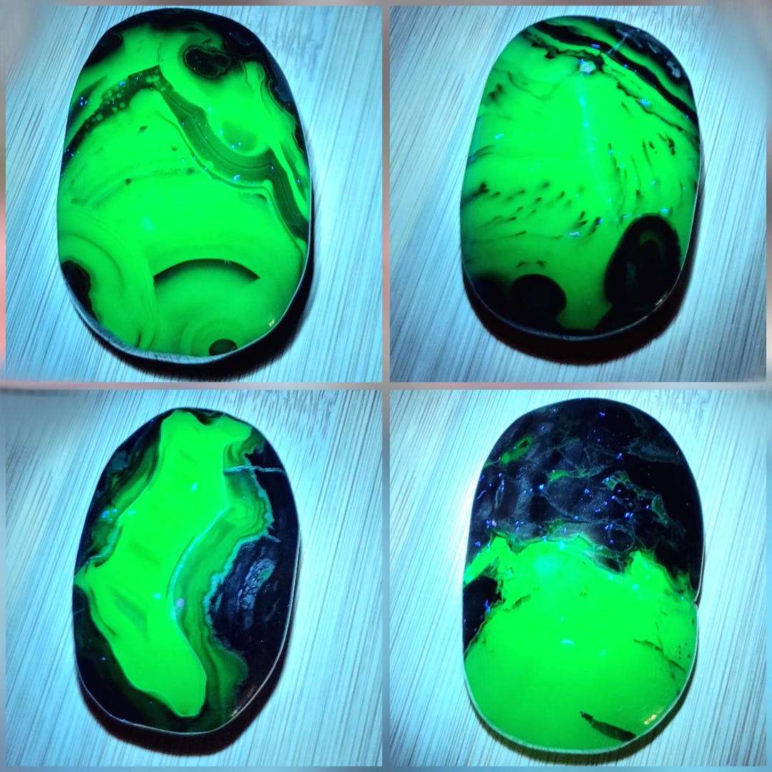 Volcanic Agate Palm Stones, Uv Reactive Agate Pocket Stone, Green ...