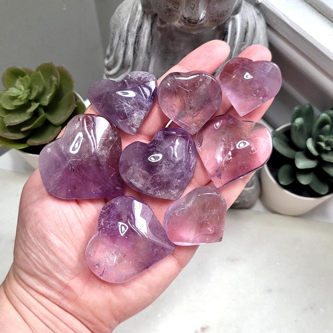 Light Amethyst Heart Amethyst Crystal Carving Amethyst With Clarity