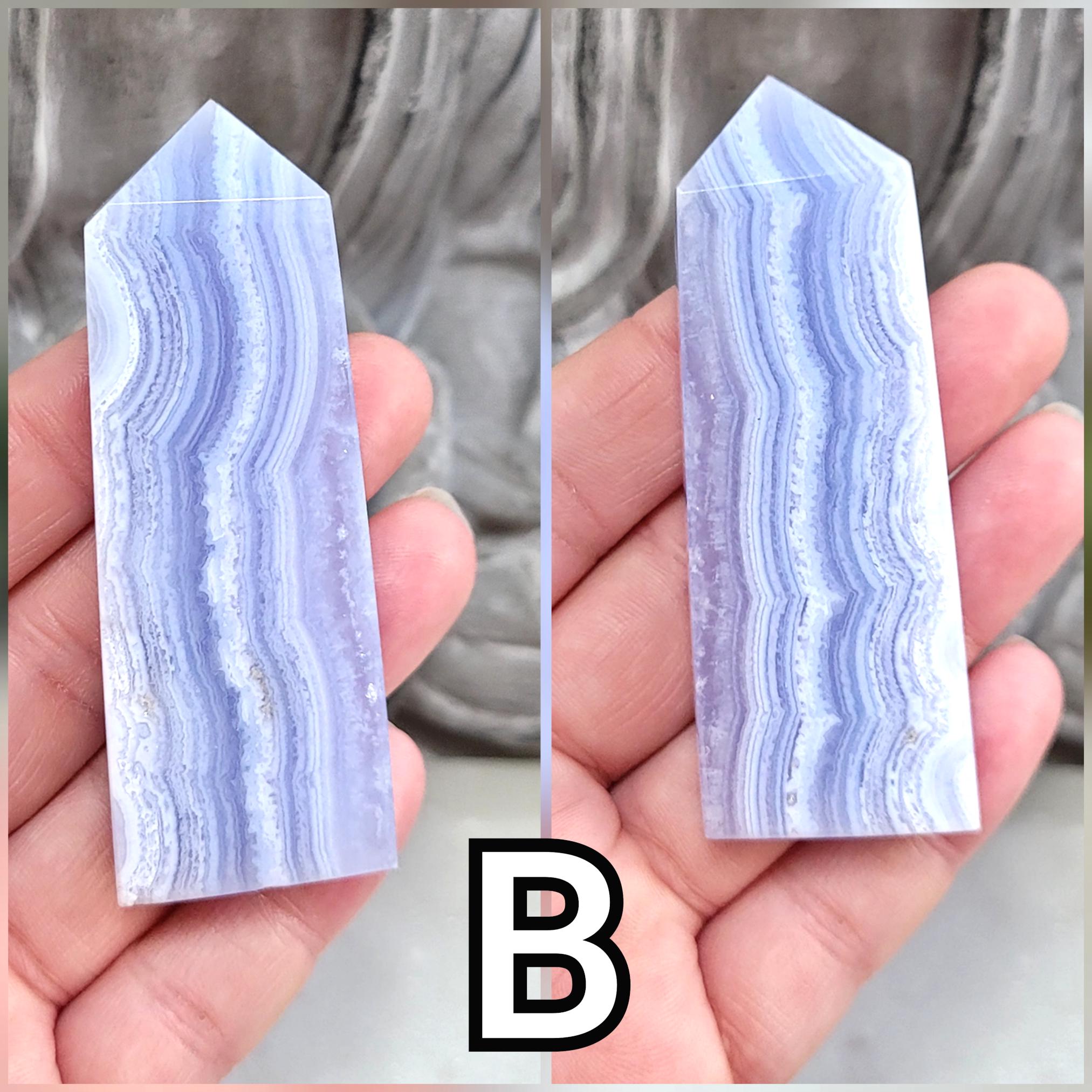 Blue Lace Agate Tower, Banded Blue Agate Mineral, Natural Blue Color ...