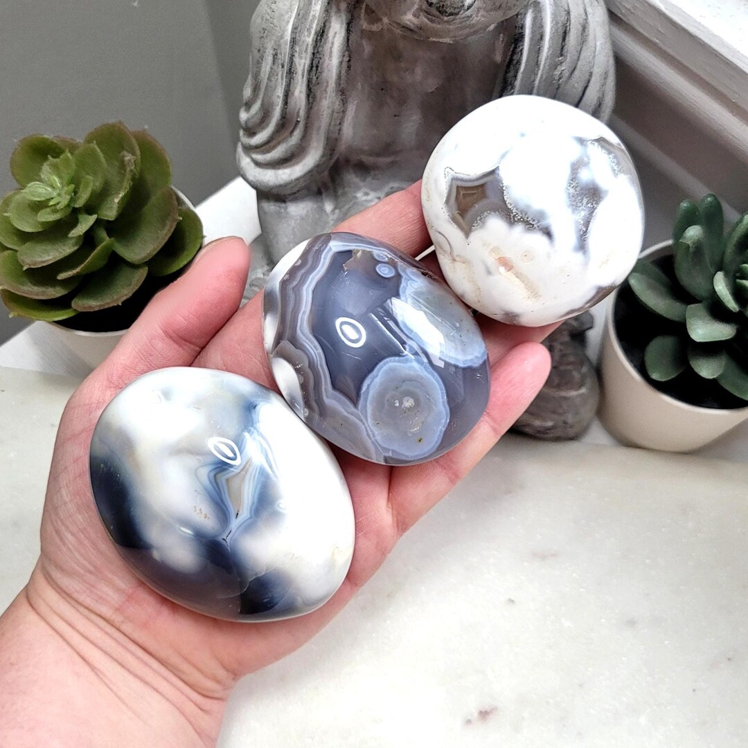 Chunky Orca Agate Palm Stones, Killer Whale Stone Palm Stone, Crystal ...