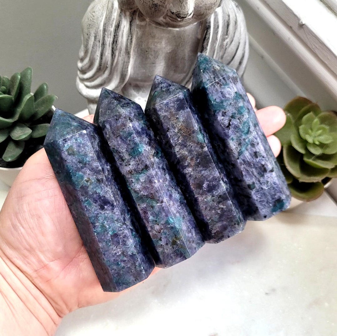 Iolite Crystal Tower, Blue With Purple Iolite Point, Lithotherapy Stones, Crystals for ...