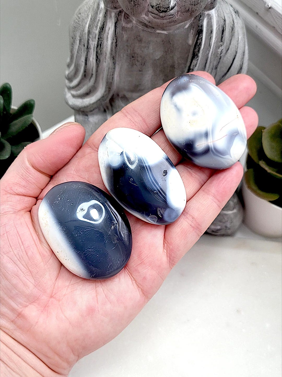 Small Orca Agate Palm Stones, Killer Whale Stone Palm Stone, Crystal ...