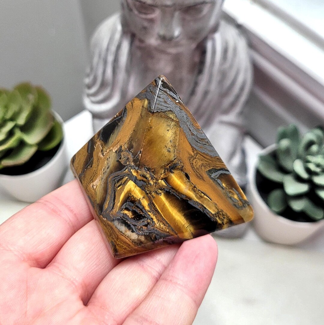 Iron Tiger Eye Pyramid, Natural Tiger Eye Carving, Sacred Geometrical ...