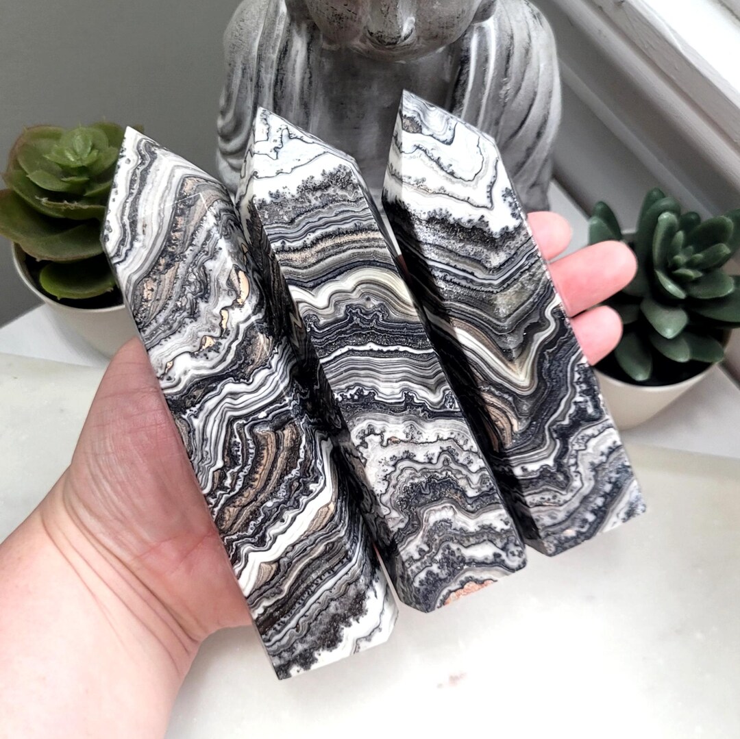 Dendritic Calcite Towers, Black Banded Calcite Obelisk, Calcite With ...