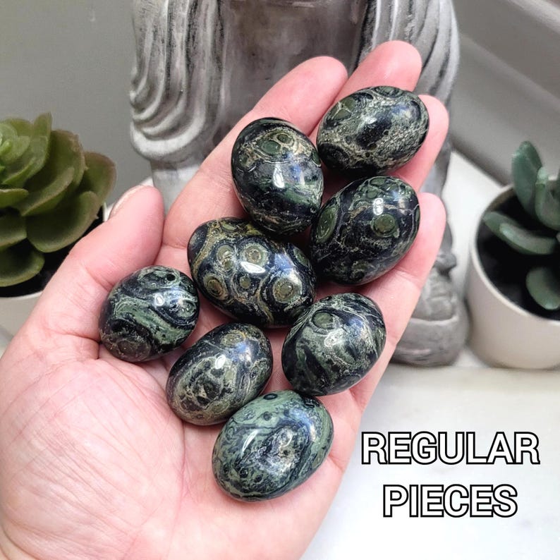 Kambaba Jasper Tumbled Stones, Large Round Tumbles, Crystal Pebbles ...
