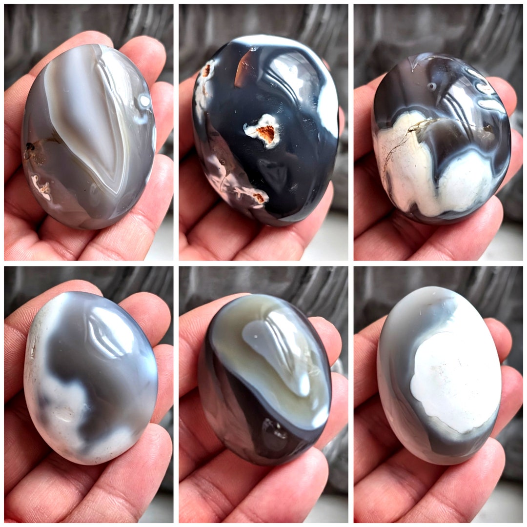 Orca Agate Palm Stones, Killer Whale Stone, Small Palm Stones, Crystal ...