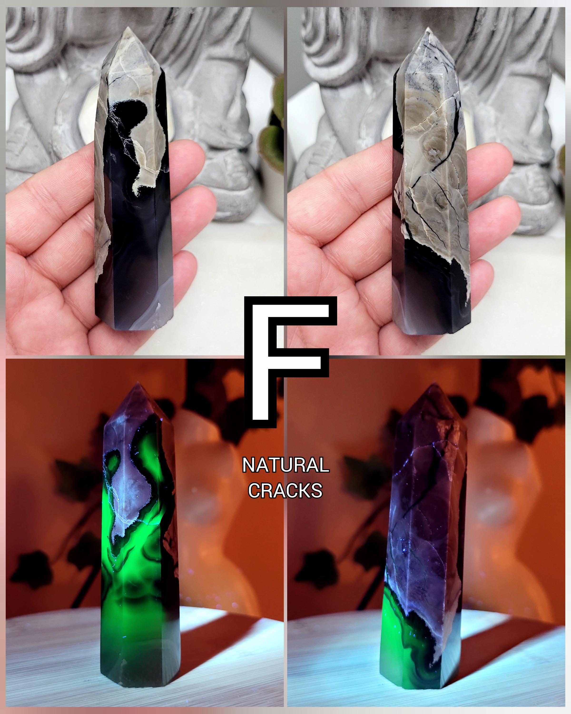 UV Volcano Agate Towers, Green Reactive Agate, Fluorescent Reaction ...
