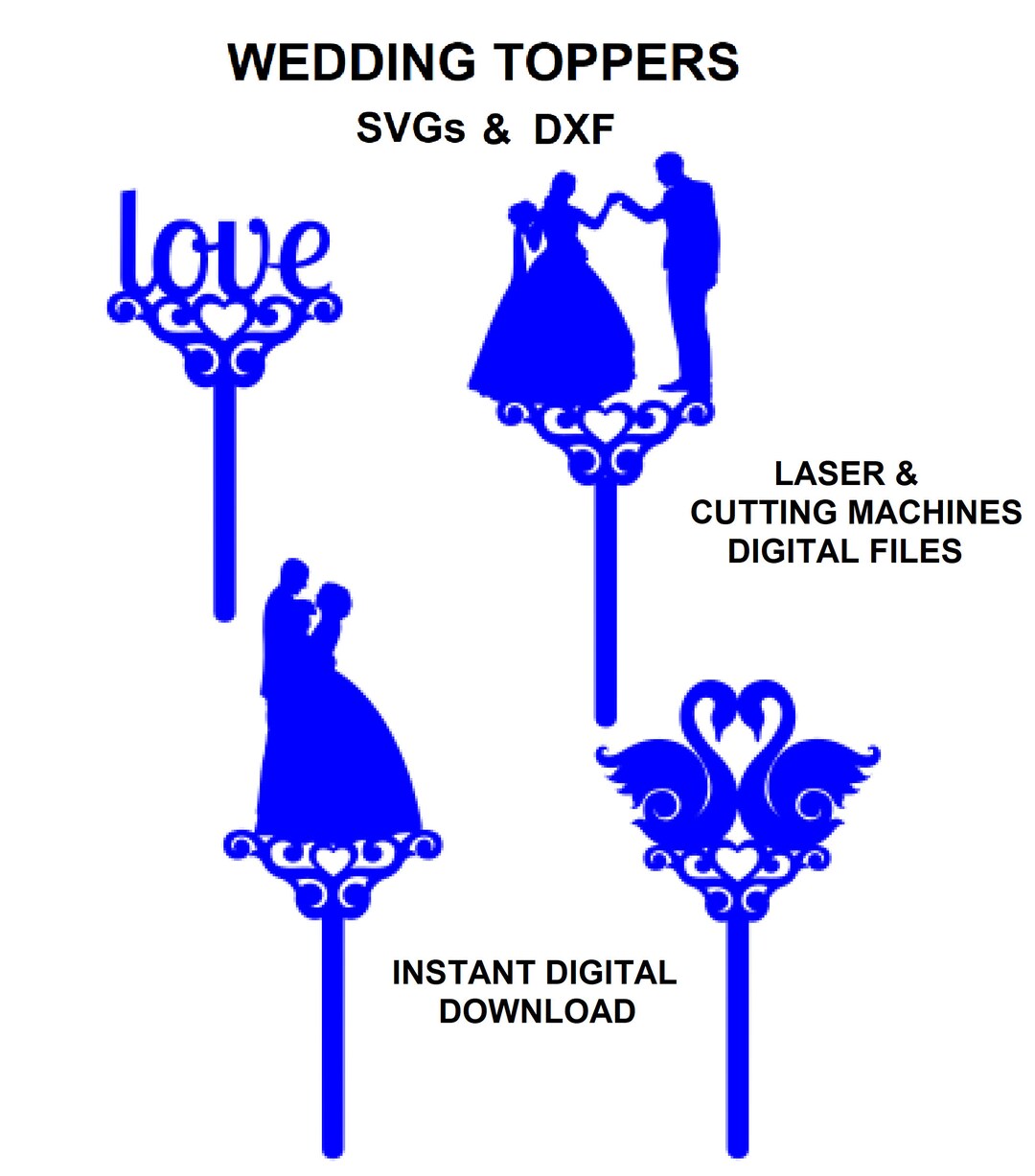 Wedding Cake Toppers SVG and DXF Laser and Cutting Files - Etsy Australia