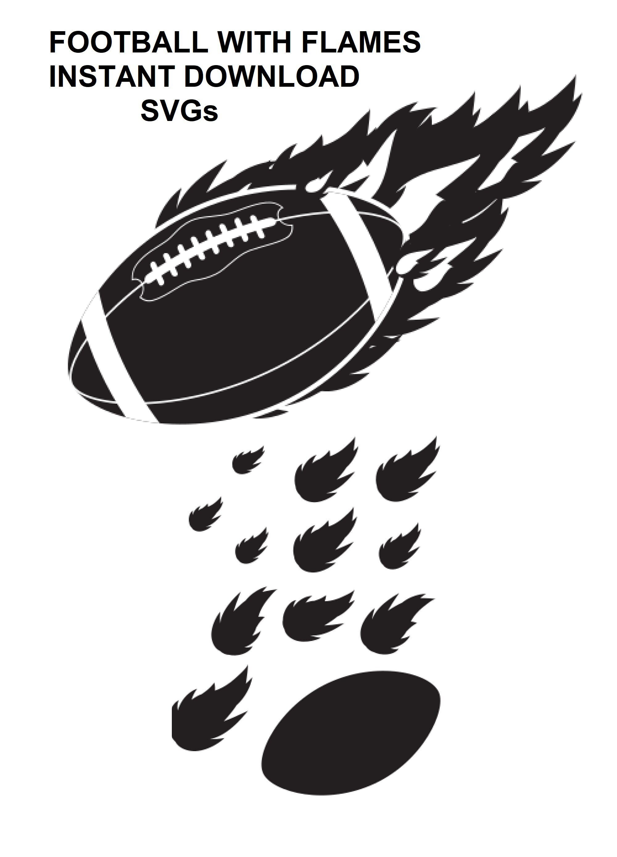 Football With Flames, SVG Laser and Cutting Files, Instant Download ...