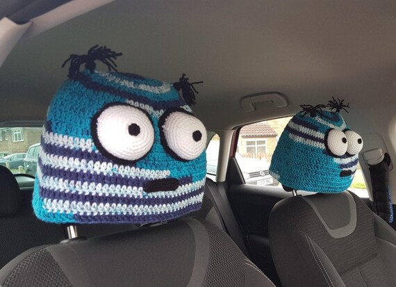 Blue Bobble Eyes Headrest Covers CROCHET PATTERN ONLY | Etsy