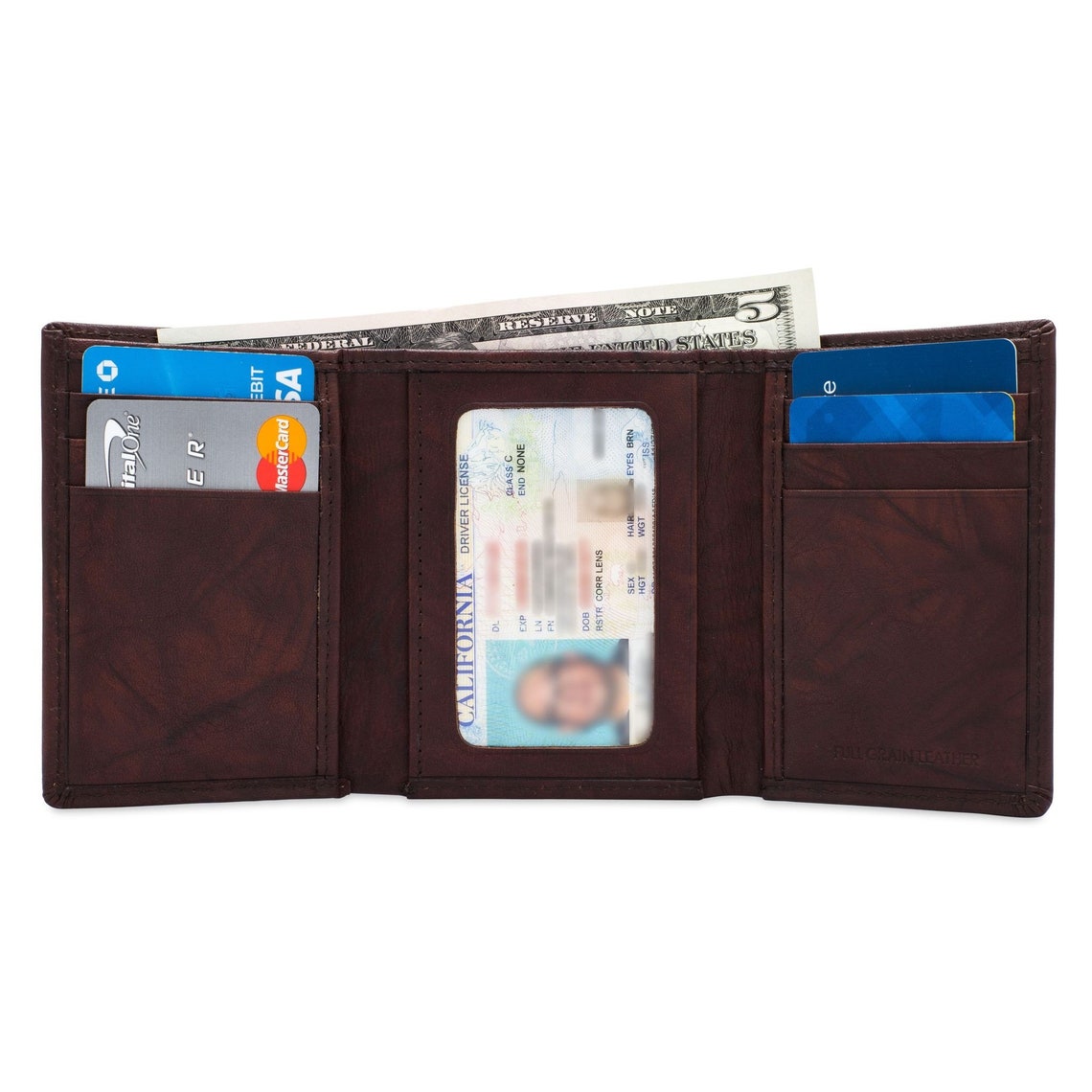 Threefold Wallet - Buffalo Calf Crunch Leather - Etsy