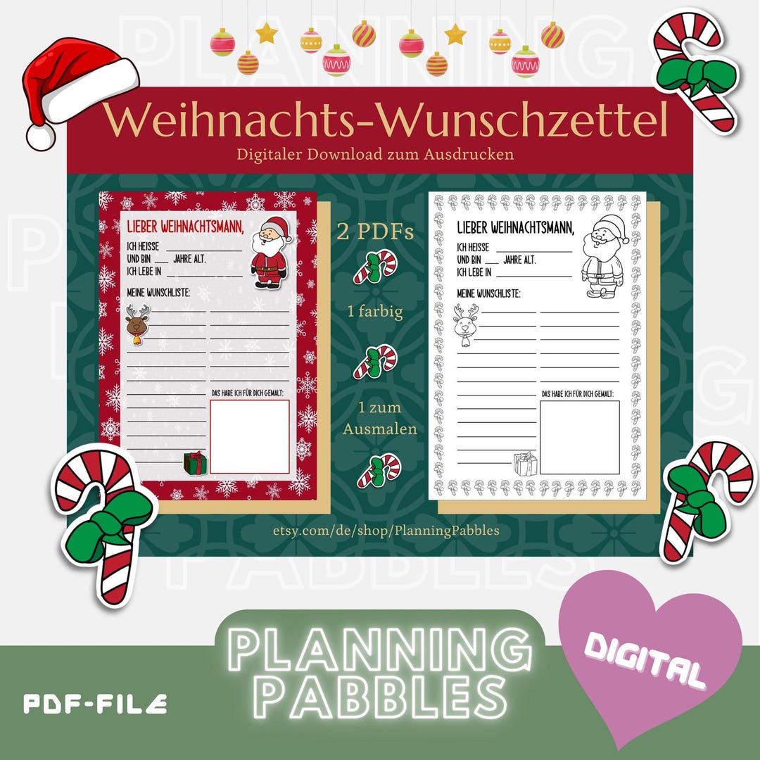 Cute A4 Wish List for Santa Claus to Print Out - Etsy UK