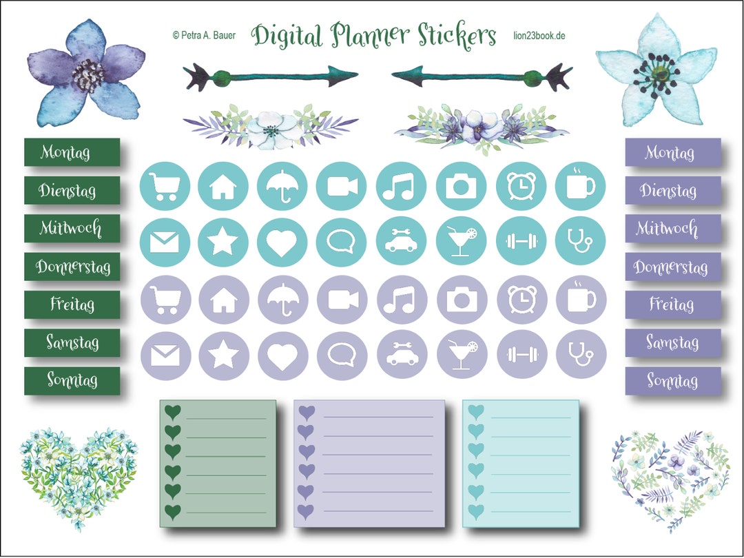 Digital Stickers German Days of the Week - Etsy