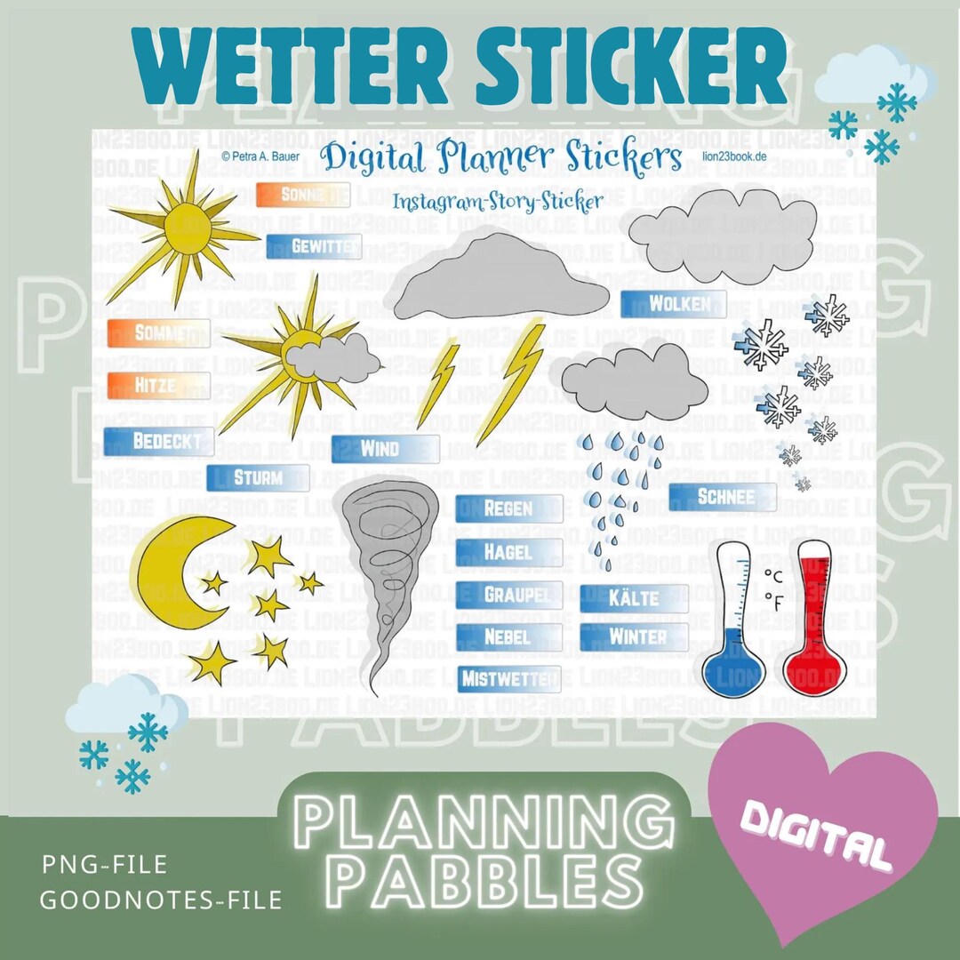 Digital Stickers / Cliparts (german) | Weather | for Digital Planners ...