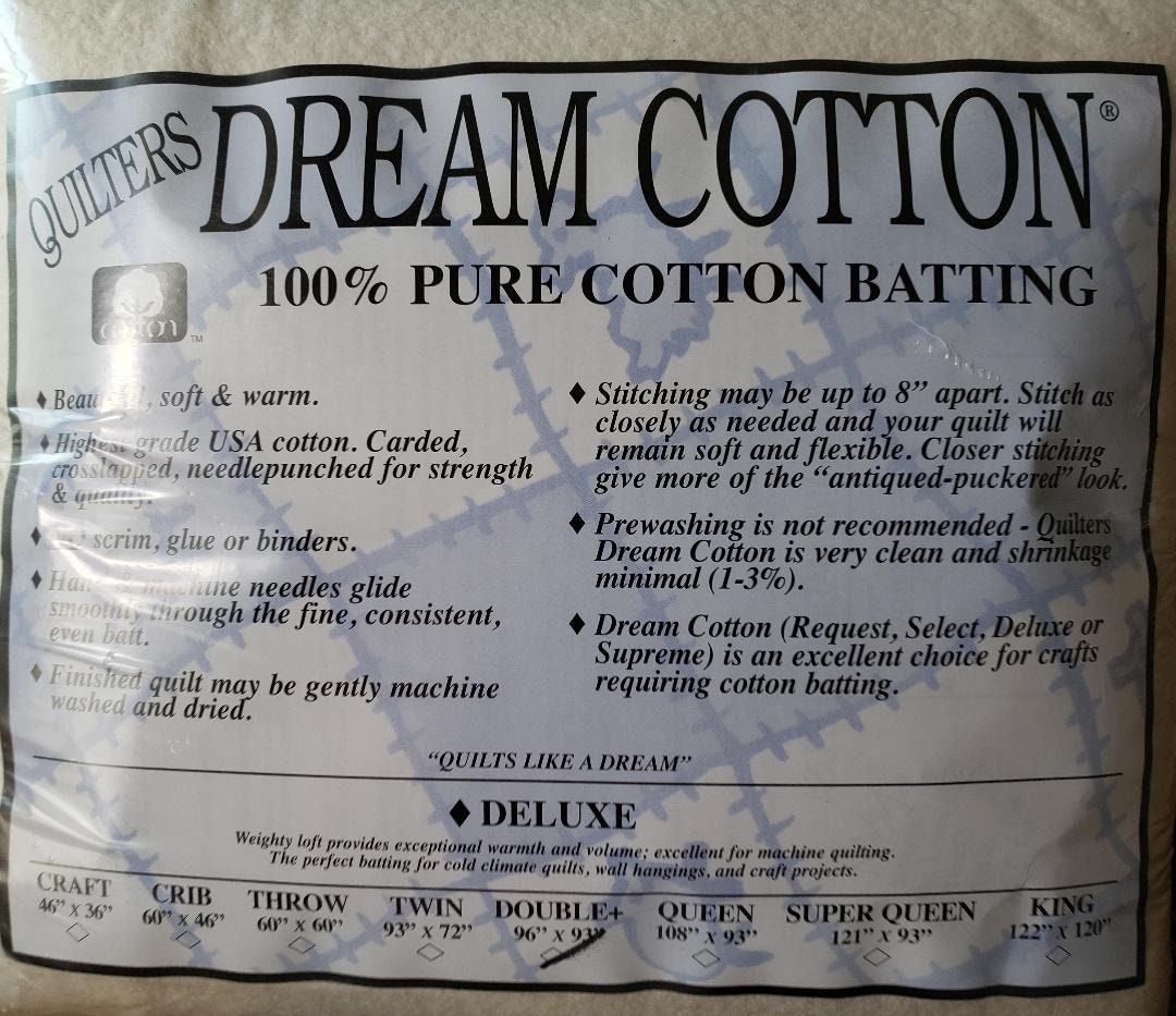 Quilters Dream Cotton, Batting, Deluxe, Double 96" X 93" - Etsy