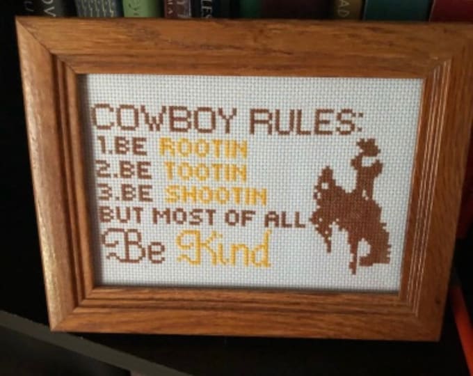 Cowboy Rules Cross Stitch Pattern - Instant Digital Download - PDF ...