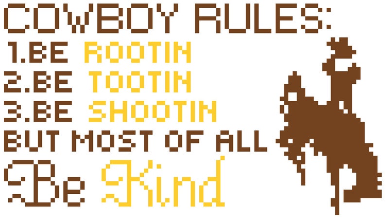Cowboy Rules Cross Stitch Pattern - Instant Digital Download - PDF ...
