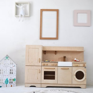 Handcrafted Wooden Kitchen, Montessori Toy Kitchen for Kids, Miniature ...